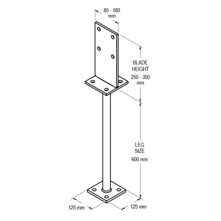 Stainless Steel T-Blade Post Supports with Legs