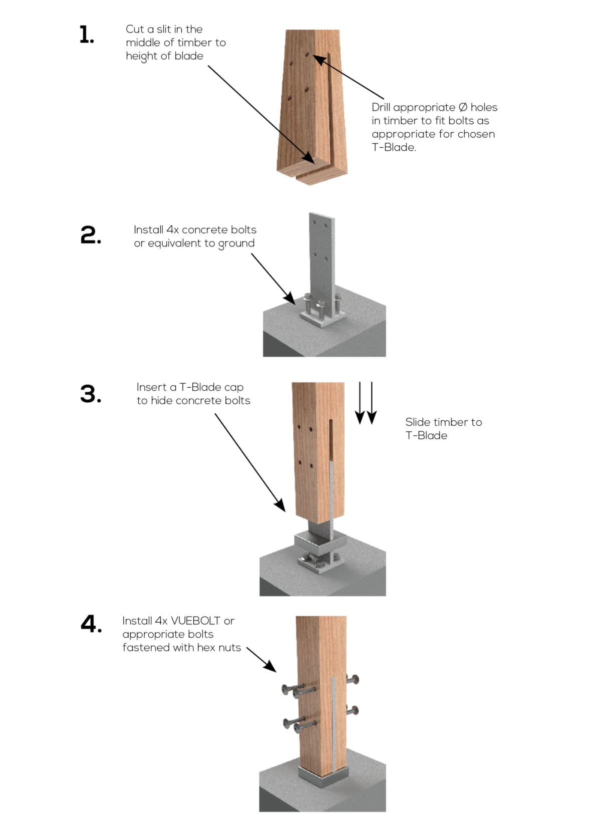 T-Blade Post Support - VUETRADE