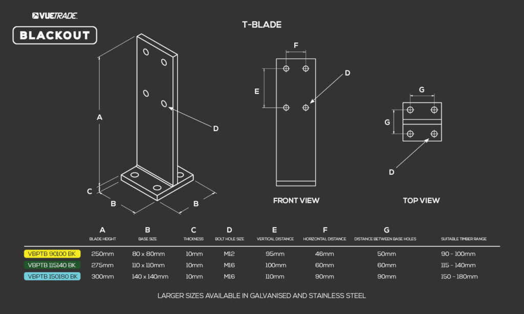 BLACKOUT T-Blade Post Supports